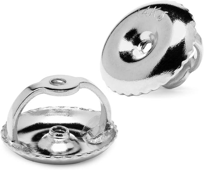 Amazon.com: Everyday Elegance Solid 14K White Gold Two Earring Back ...