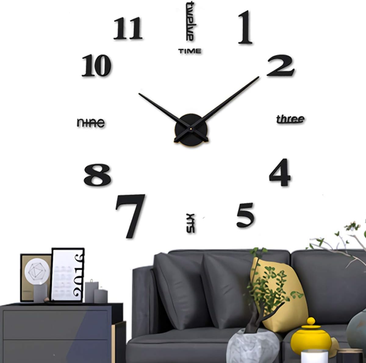 Amazon.com: FASHION in THE CITY Large 3D Frameless Wall Clock Stickers ...