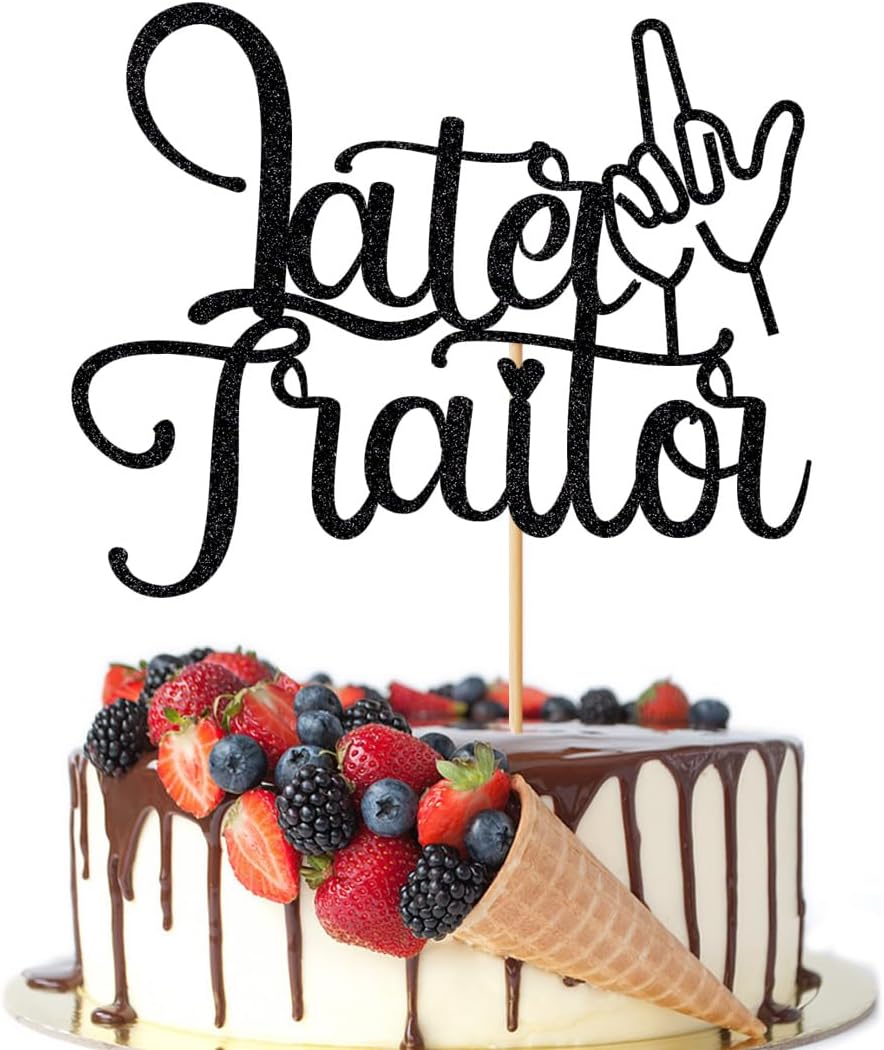 Amazon.com: Crseniny Black Glitter Later Traitor Cake Topper,Farewell ...