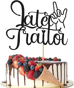 Amazon.com: Crseniny Black Glitter Later Traitor Cake Topper,Farewell ...