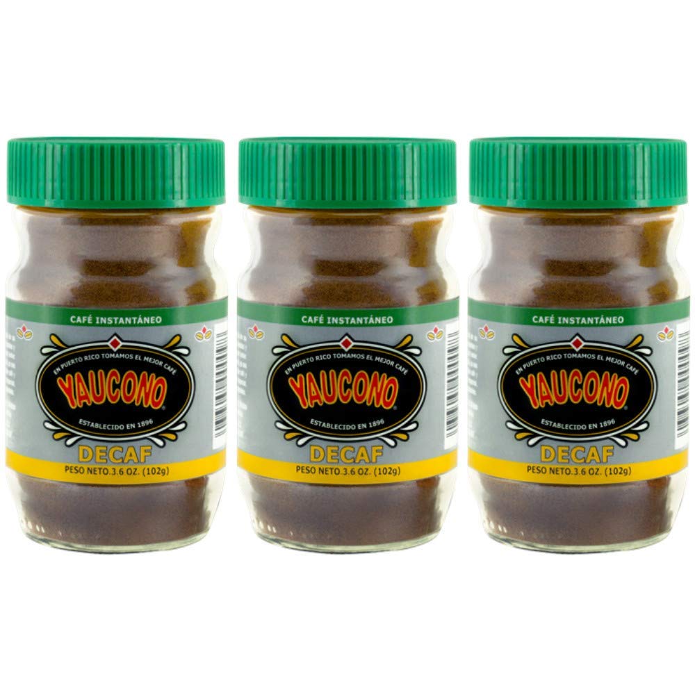 Amazon.com : Yaucono Instant Decaf Coffee in Glass Jar, 3.6 Ounce (Pack ...