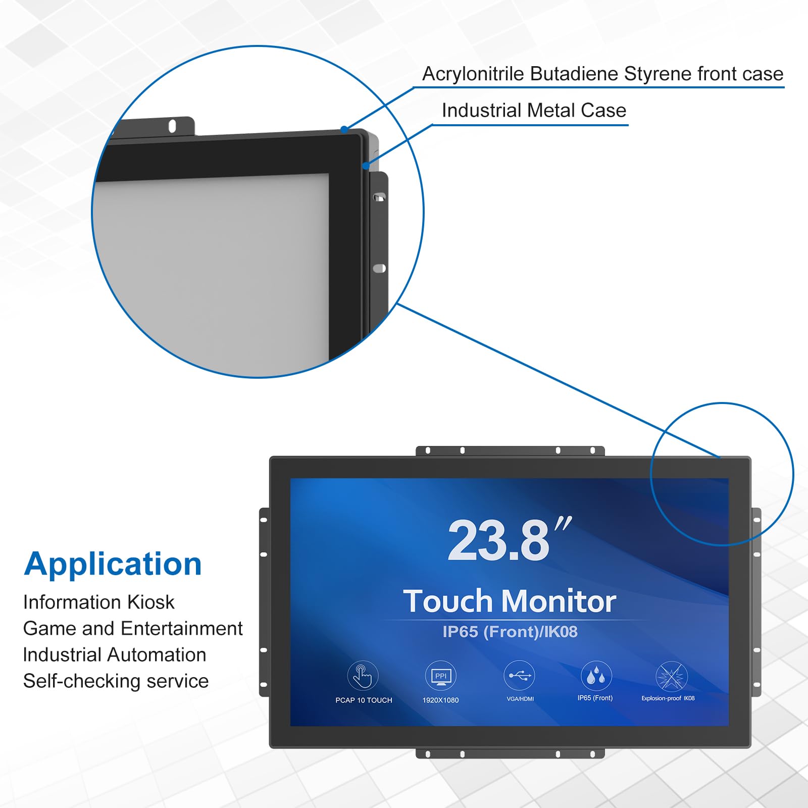 Snapklik.com : 23.8 Inch 10 Points PCAP Open Frame Touch Screen LCD ...