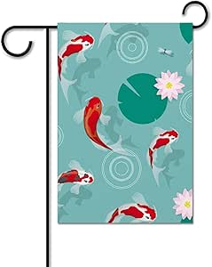 Amazon.com : DamTma Swimming Koi Fish Garden Flag 12x18 Inch Leaves ...