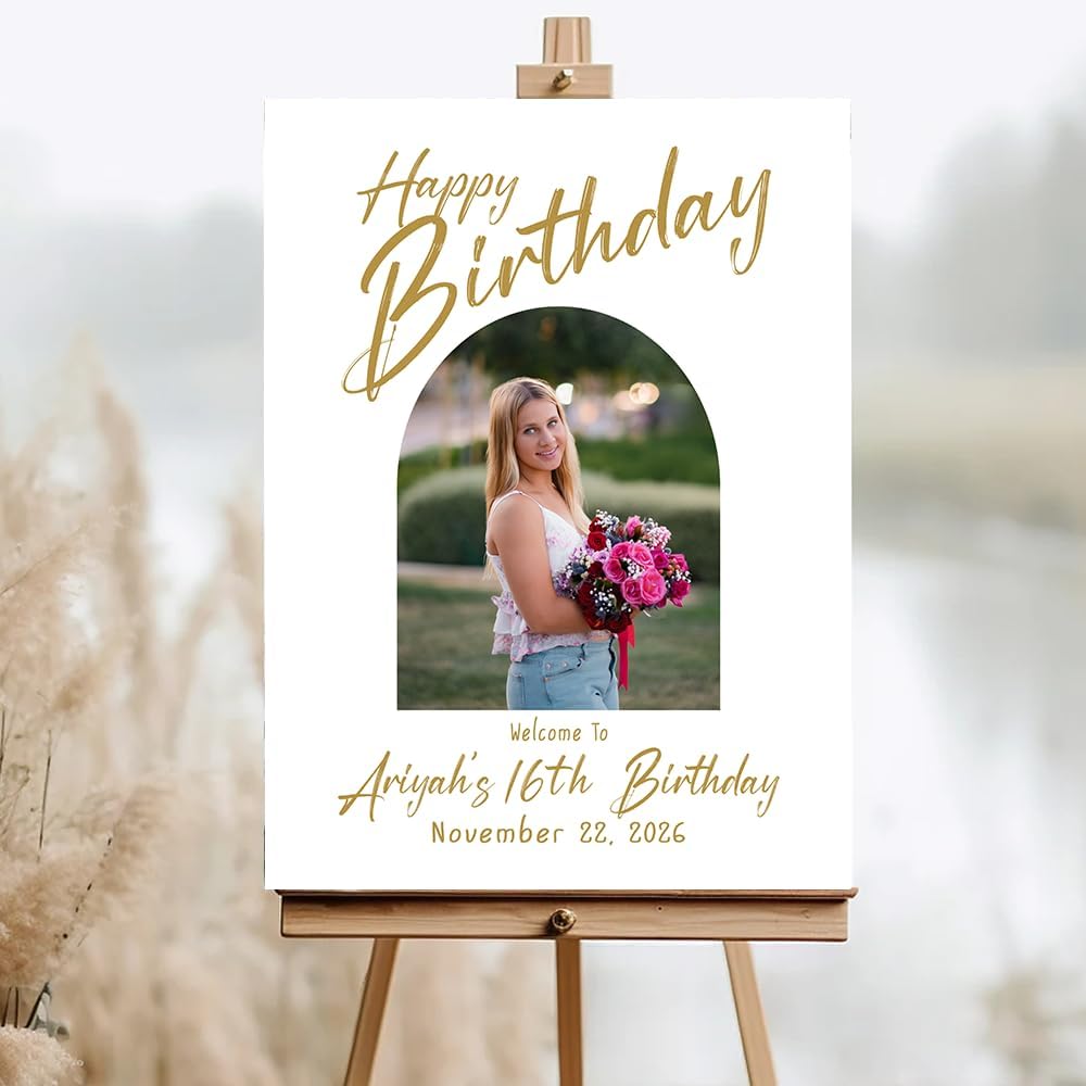 Amazon.com: Happy Birthday Welcome Sign, Birthday Custom Photo Birthday ...