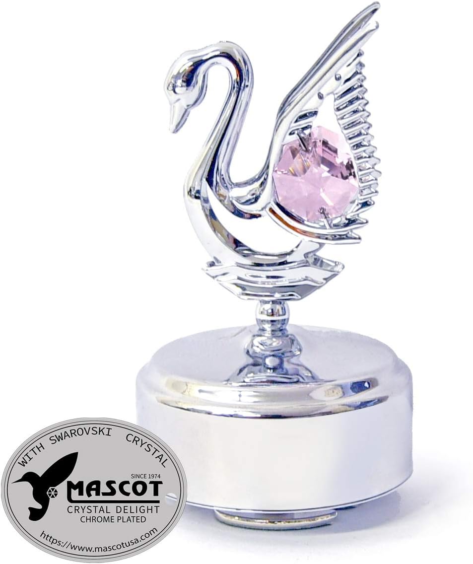 Amazon.com: Mascot Chrome Plated Mini Swan Music Box - Pink Crystal ...
