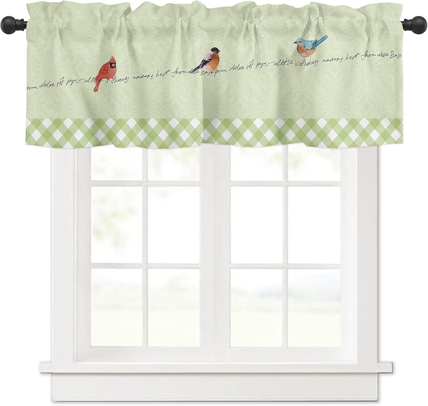 Amazon.com: Housein Kitchen Valances for Windows, Farmhouse Birds on ...