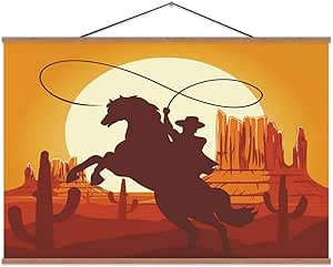 Amazon.com: TinYida Western Cowboys Silhouette in Desert Texas,Hanging ...