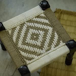 Kulture Street White & Jute Wooden Charpai/Khatiya/Charpoy/Stool ...