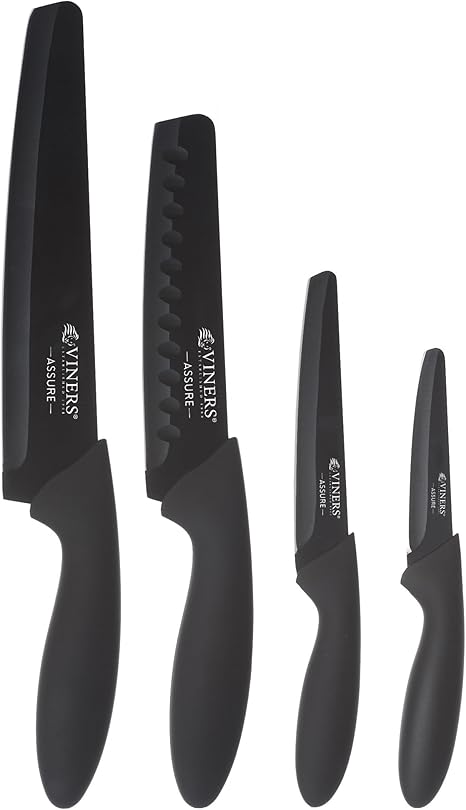 Viners Assure 4 Piece Knife Set Stainless Steel Blades with Squared ...