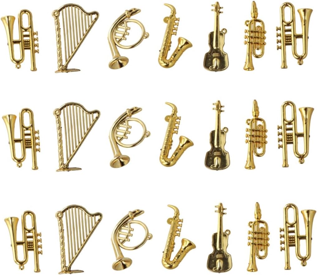 Amazon.com: 21 Pcs Mini Gold Musical Instruments Christmas Ornaments ...