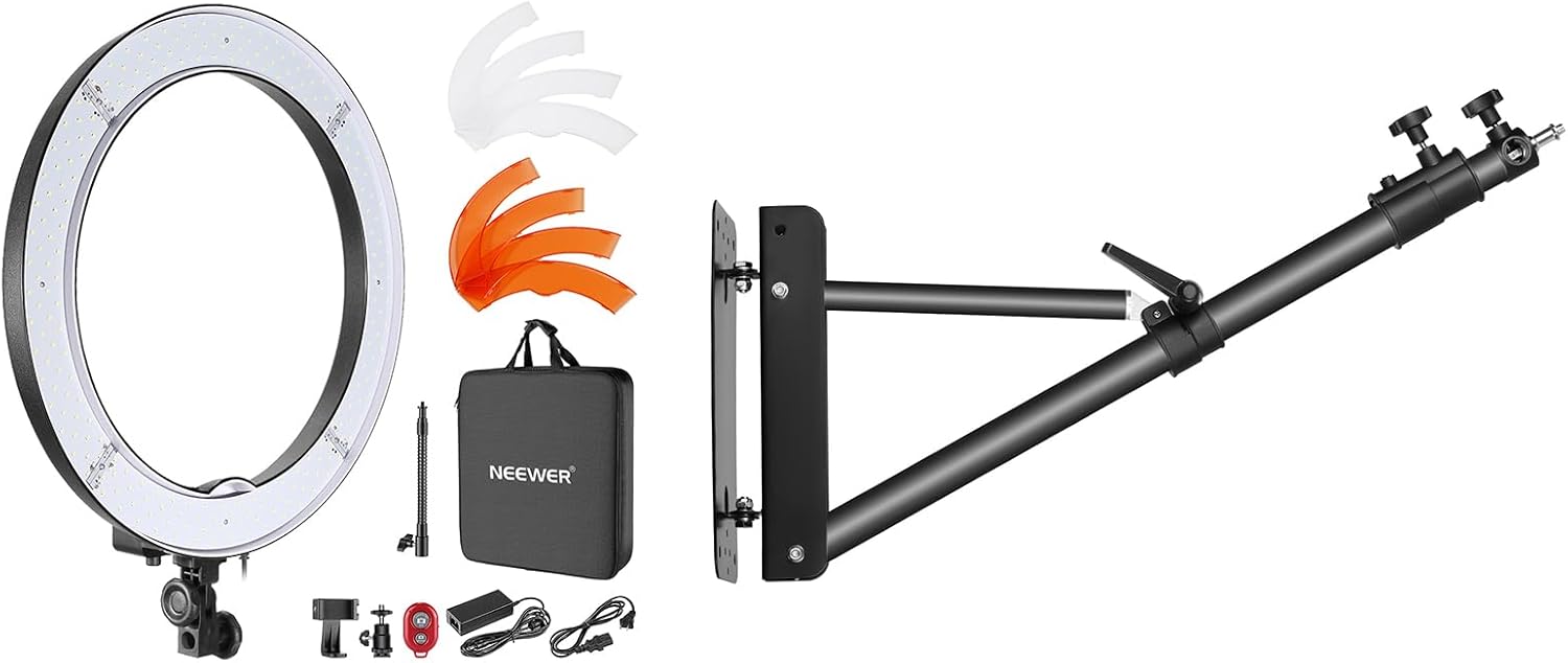 Amazon.com : Neewer 18 Inch Ring Light with Wall Mounting Boom Arm, 55W ...
