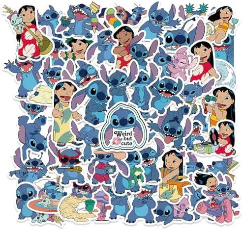 Amazon.com: 50PCS Stitch Laptop Stickers, Cute Cartoon Waterproof Vinyl ...