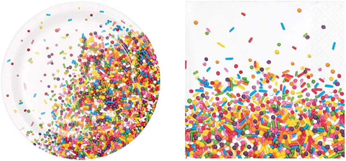 Amazon.com: Confetti Sprinkles Birthday Party Supplies Tableware Set 24 ...