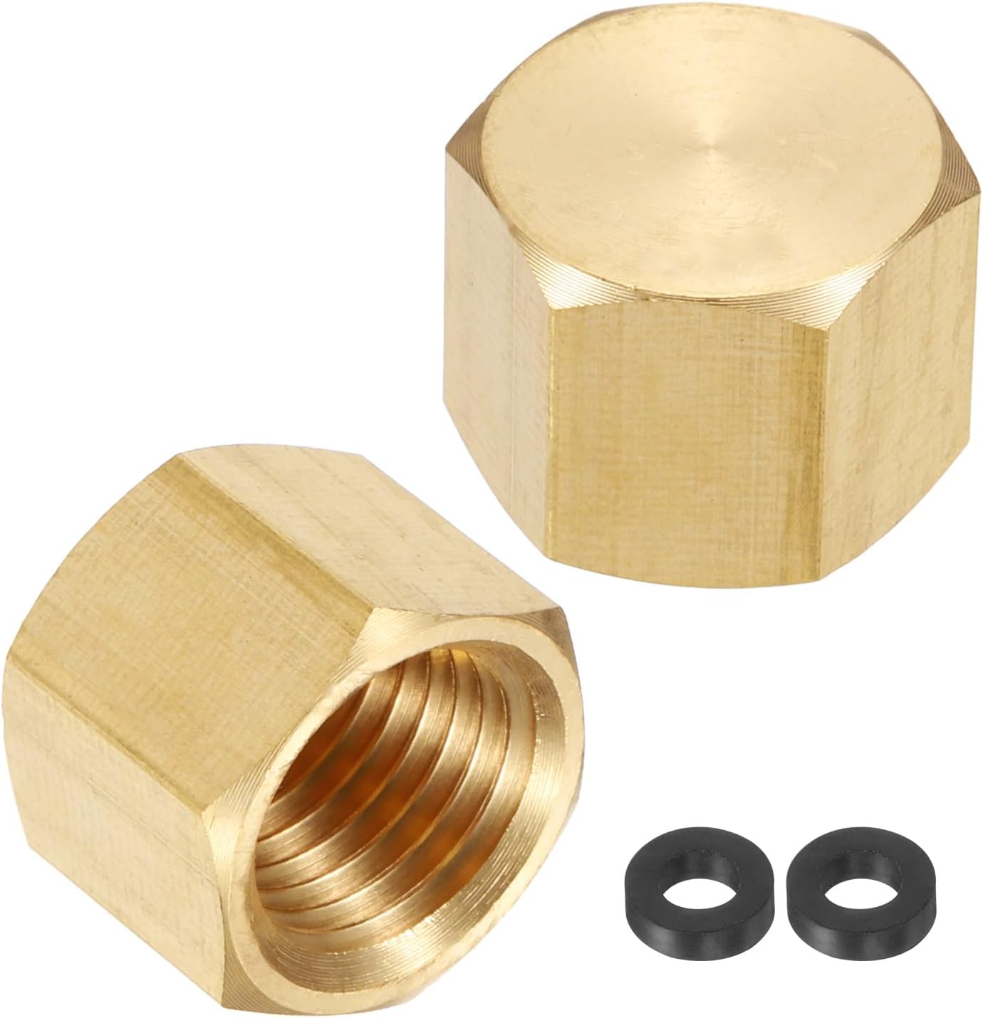 Amazon.com: uxcell 2Pcs Brass Hex Head Plug Compression Cap Fitting ...