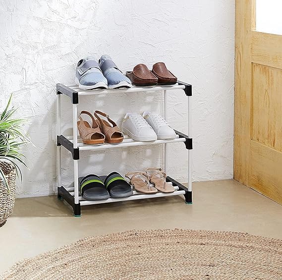 3 Layer Shoes Rack for Home Plastic | 3 Layer Shoe Organiser with Shelf ...