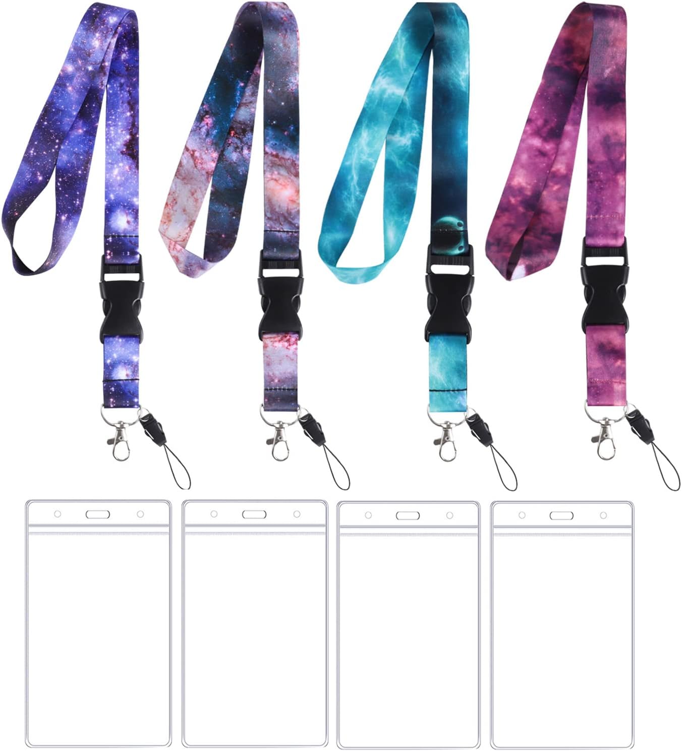 HuaJiao 4 Pack Lanyard with Card Holder, Personalised Printed Lanyard ...