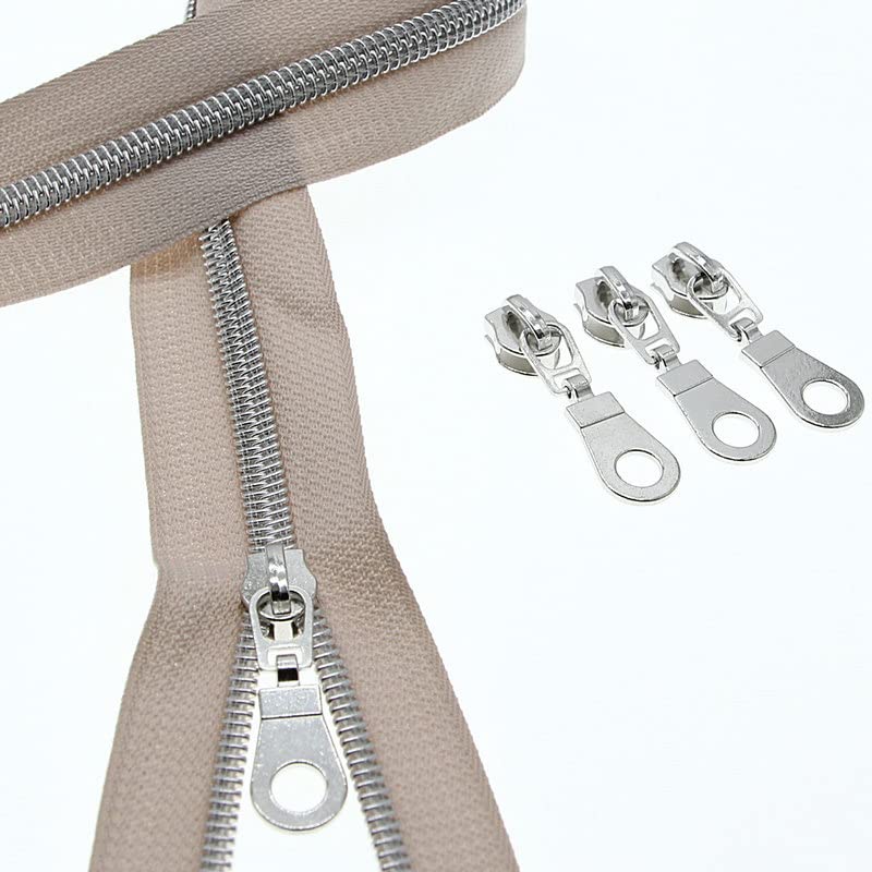 Amazon.com: #5 Silver Metallic Nylon Coil Zipper by The Yard, Bulk 10 ...
