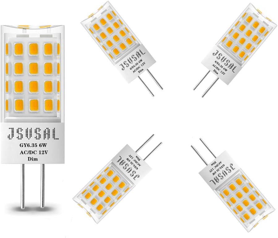 JSVSAL 2-Pack, Dimmable GY6.35 LED Bulb, T4 JC Type GY6.35/G6.35 Bi-pin ...