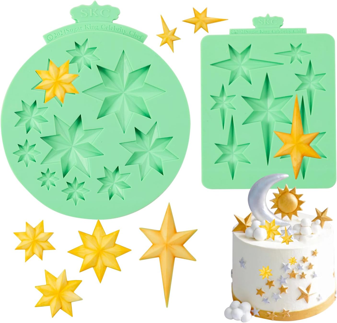 Amazon.com: KALAIEN Star Molds Silicone, 2 Pcs Chocolate Mold for Candy ...