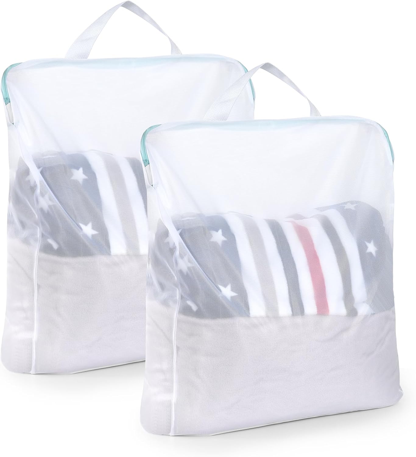 Amazon.com: 2 Pack Mesh Laundry Bags with Handle 20x24 inch Socks Bag ...