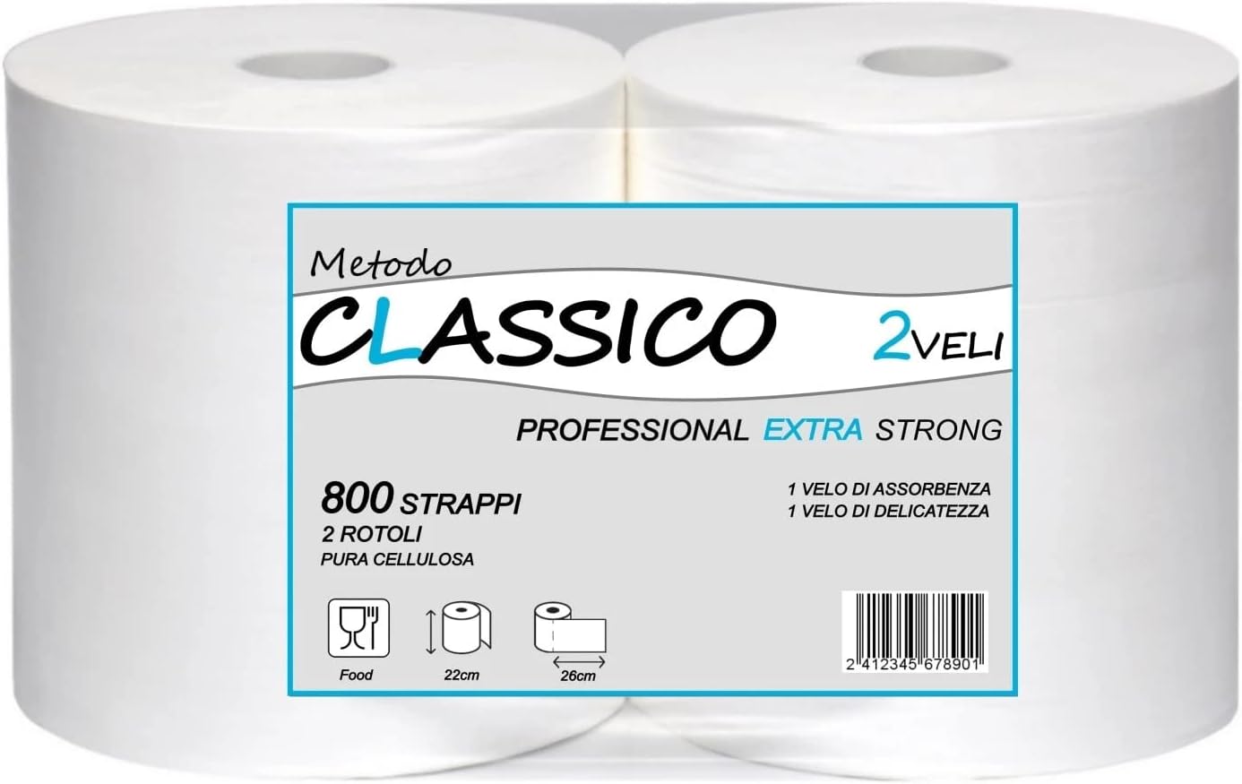 ETIK | Carta Rotoloni Industriali Bobina Carta 800 strappi REALI 1,5 kg ...