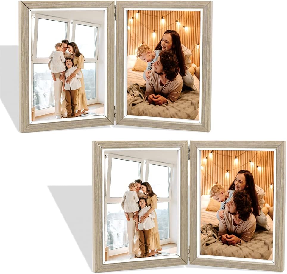 Amazon.com - Tellyouwin 2Pack Double Foldable 5x7 Picture Frames 5 by 7 ...