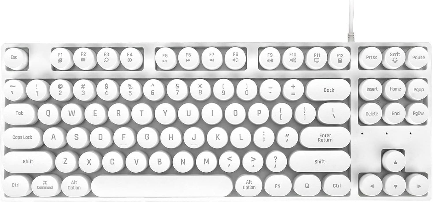 Jectse 87 Keys Typewriter Style Mechanical Gaming Keyboard, Colorful ...