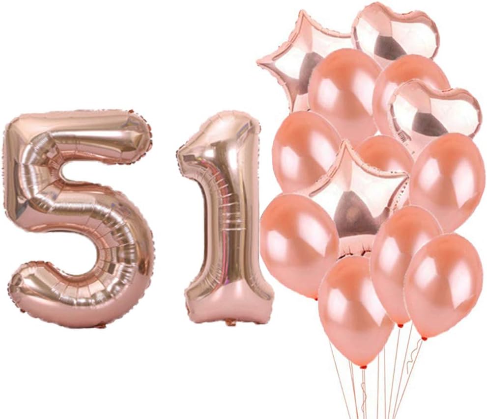 Amazon.com: Sweet 51th Birthday Decorations Party Supplies,Rose Gold ...