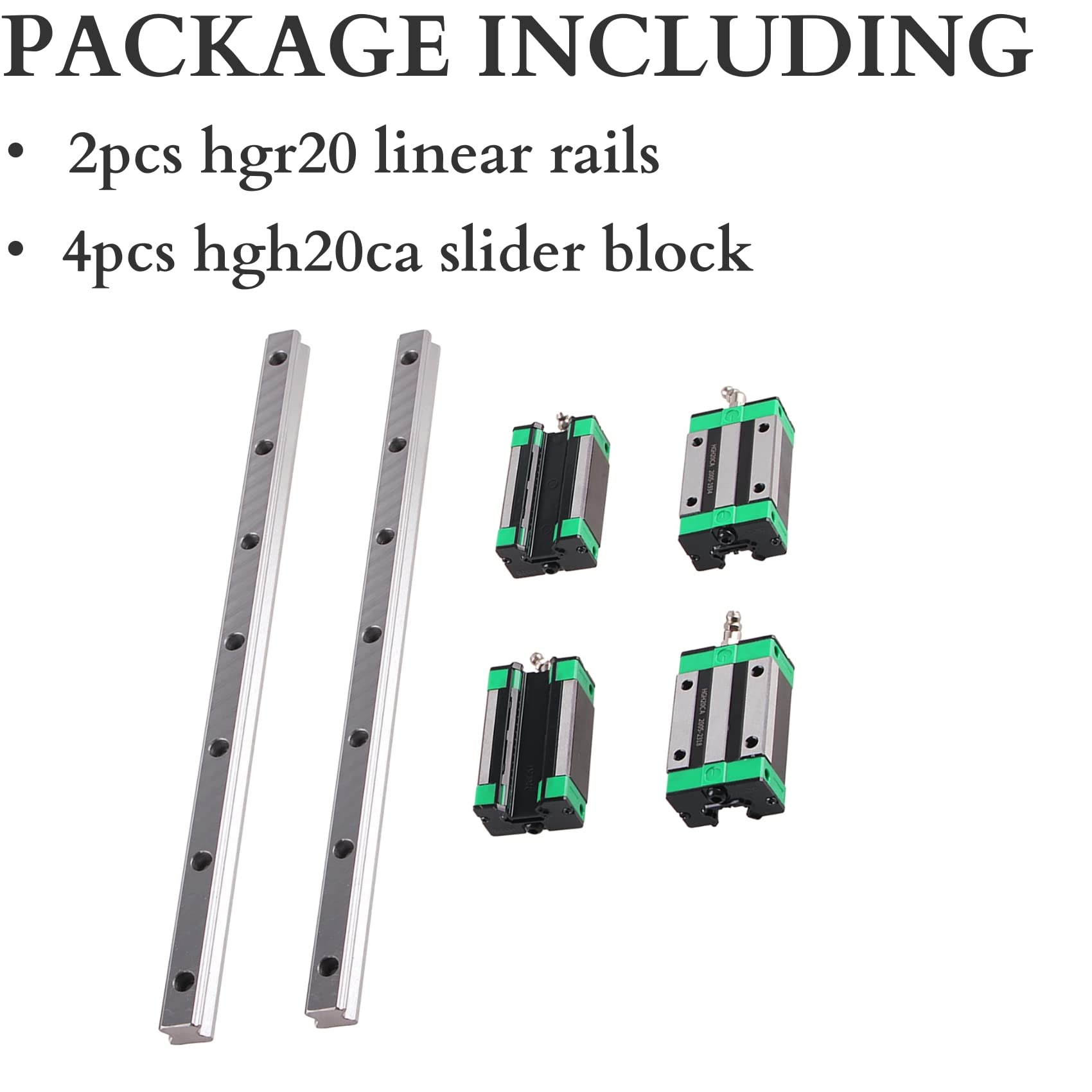 BEVDICNC 2Pcs Linear Rail HGR15-300mm + 4Pcs HGH15CA Square Type