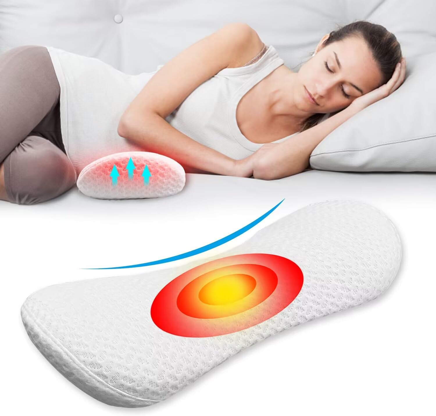 Heated Lumbar Support Pillow for Sleeping Memory Foam Lumbar Stretch ...