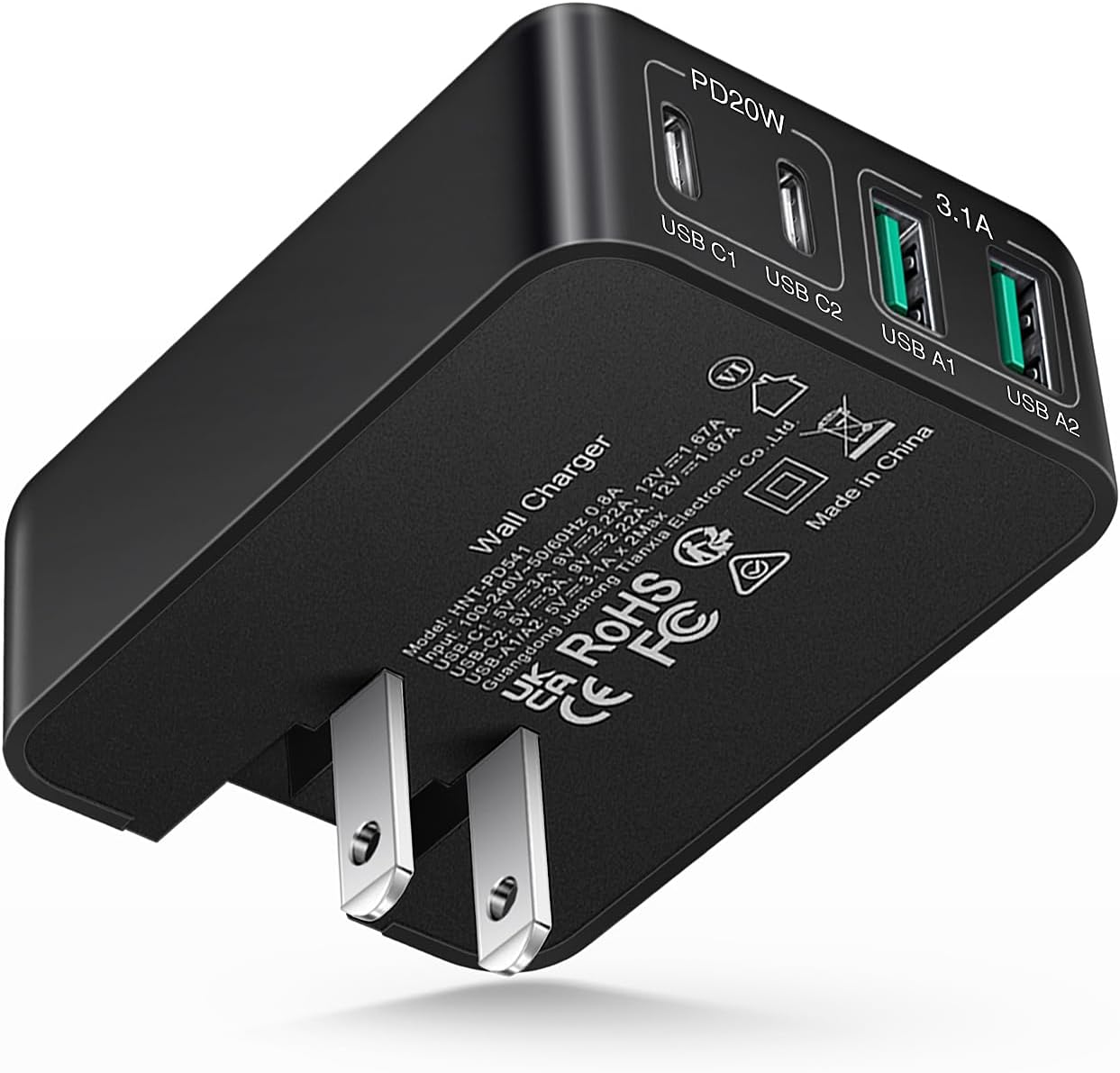 Amazon.com: 40W Flat USB C Charger Block • 4Port Foldable & Slim Fast ...