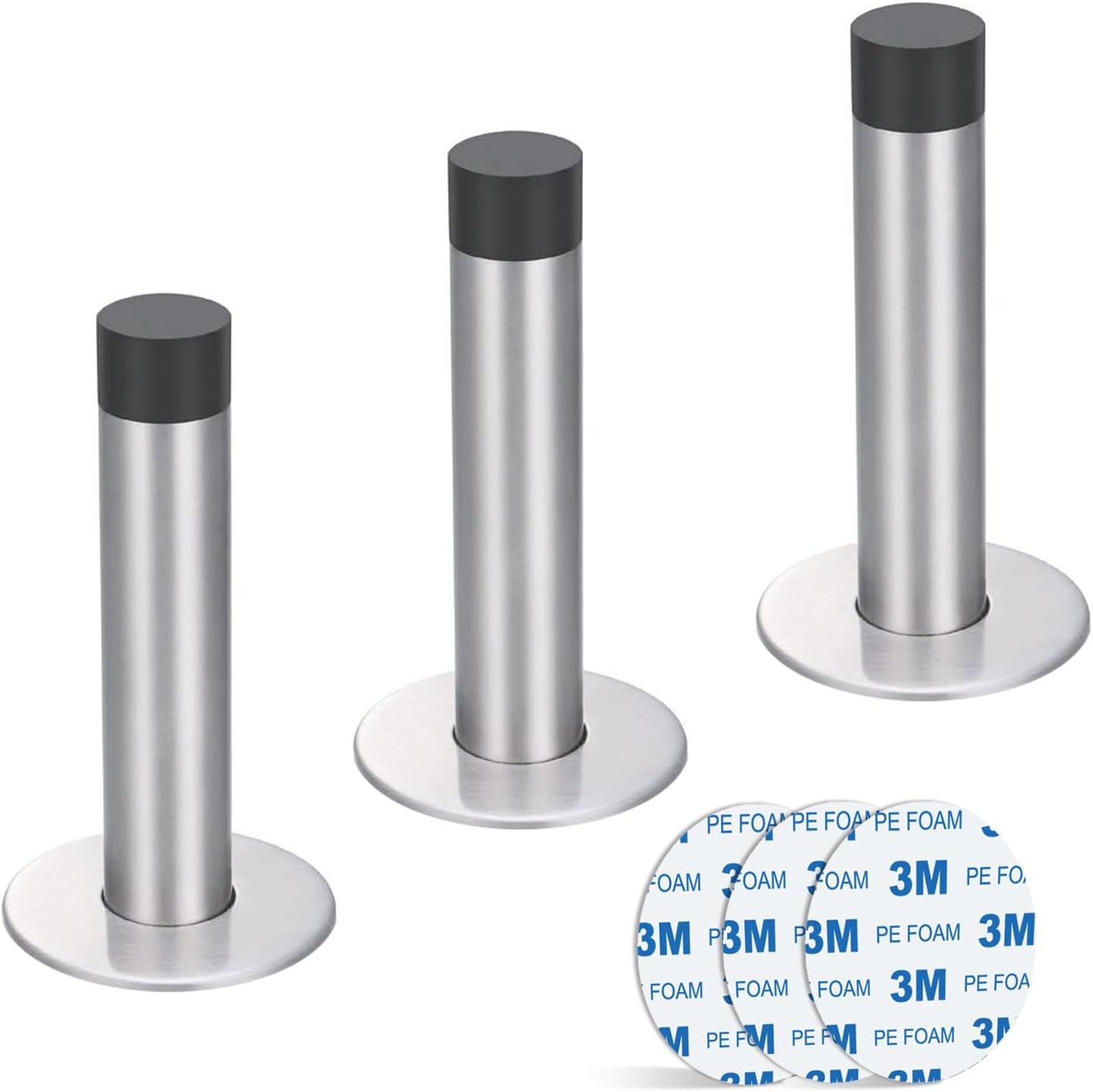 Jatidne 3 Self Adhesive Wall Mounted Door Stops, Stainless Steel Door ...