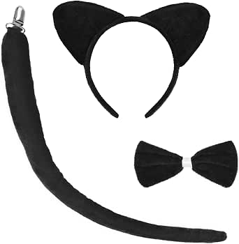 Amazon.com: Hayner-Seek Cat Costume Cat Ears Headband Black Cat Ears ...