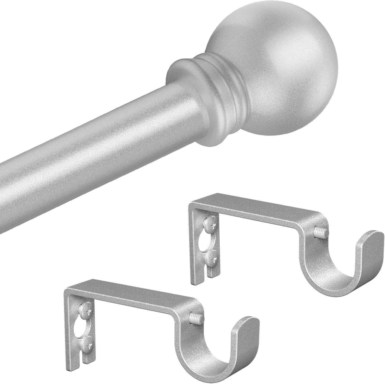 Amazon.com: Authandis Silver Curtain Rods for Bedroom with Brackets,5/8 ...
