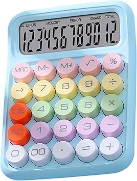 WhizFix Colorful 12-Digit Desktop Calculator – Dual Power, Big Soft ...