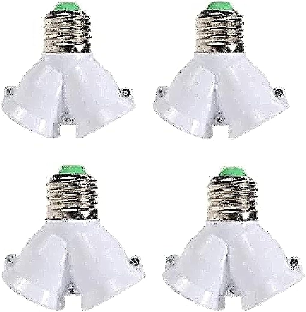 Generic 4pcs E27 to 2 E27 Lamp Adapter, White, Plastic, Metal: Buy ...