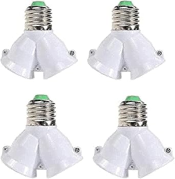 Generic 4pcs E27 to 2 E27 Lamp Adapter, White, Plastic, Metal: Buy ...