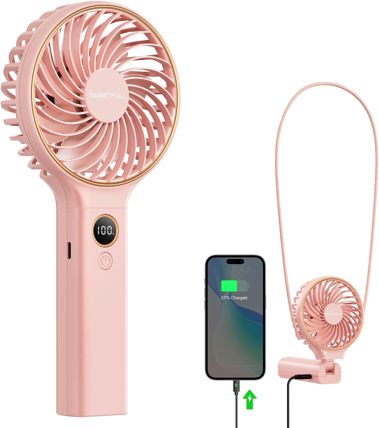SWEETFULL Handheld Fan, Portable Mini Small Personal Fan with Backup ...