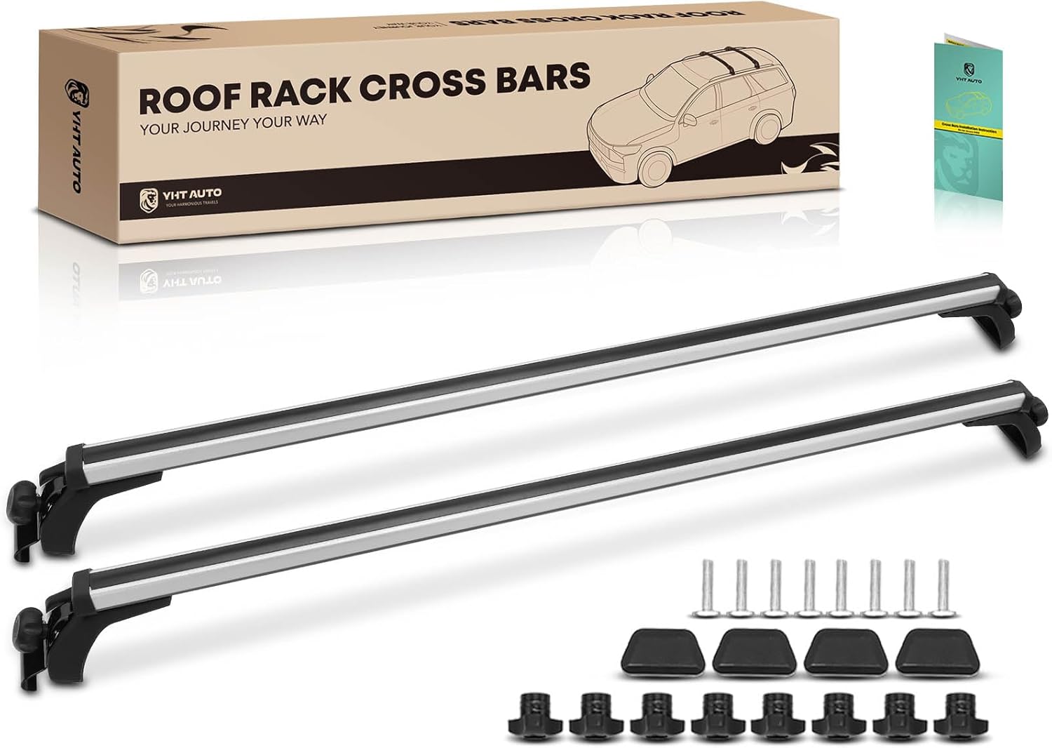 YHTAUTO 165LBS 55" Universal Roof Rack Rail Cross Bars w/Hardware Fit ...