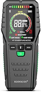 RDINSCOS Pinless Moisture Damp Meter Non-Invasive Moisture Meter for ...