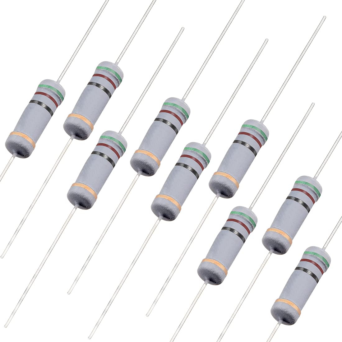 uxcell 50pcs 2W 51 Ohm Carbon Film Resistor 5% Tolerance 4 Color Bands ...