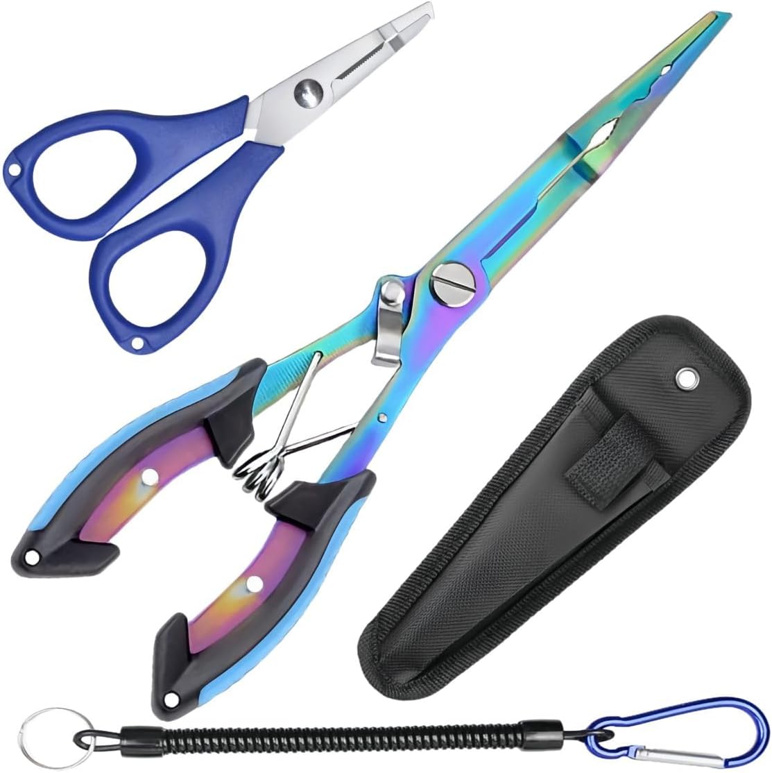 Amazon.com: Stainless Steel Needle Nose Fishing Pliers and Scissors Set with Sheath Lanyard ...