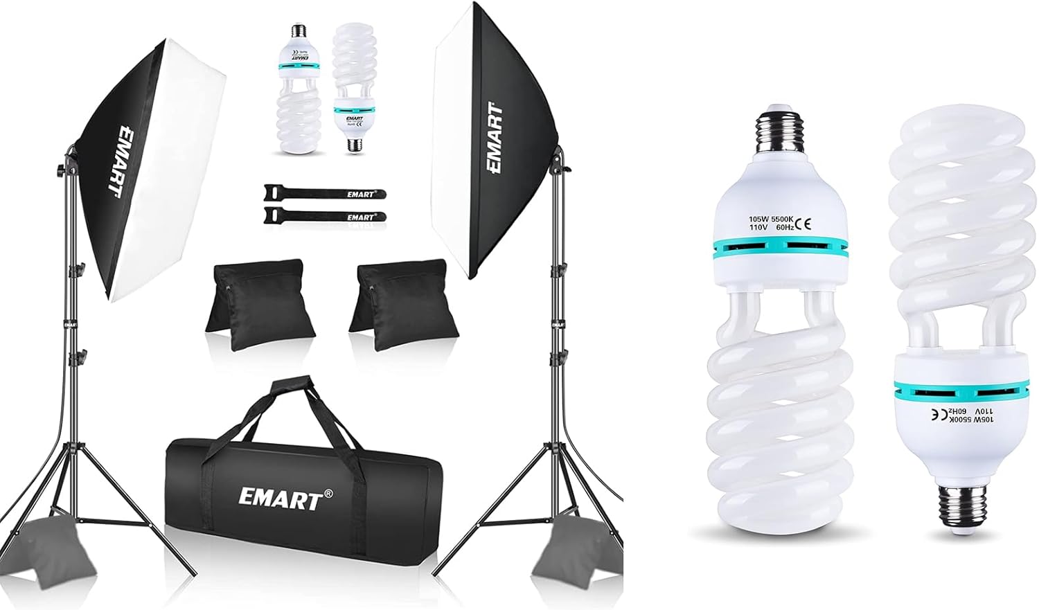 Amazon.com : EMART Softbox Lighting Kit with Sandbag, 20"x28" Soft Box ...