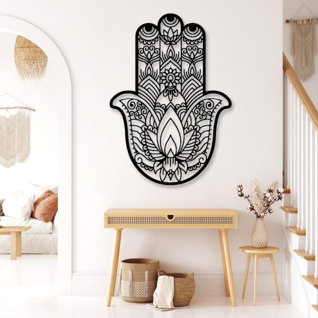 Hamsa Hand Wall Art Natural Canvas Print Hamsa Hand Illustration