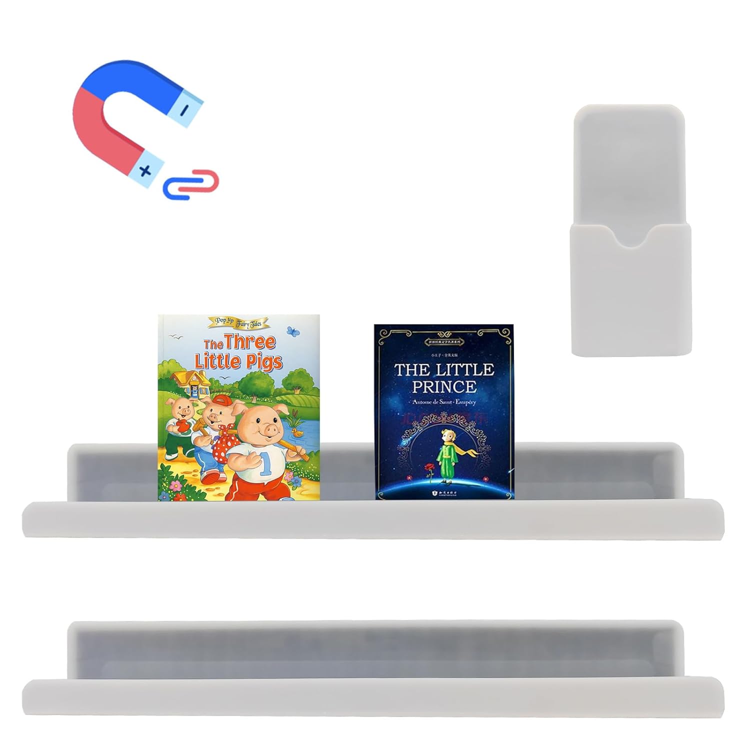 Amazon.com: ishenkea 2 Pcs Magnetic Book Shelf for Whiteboard Classroom ...