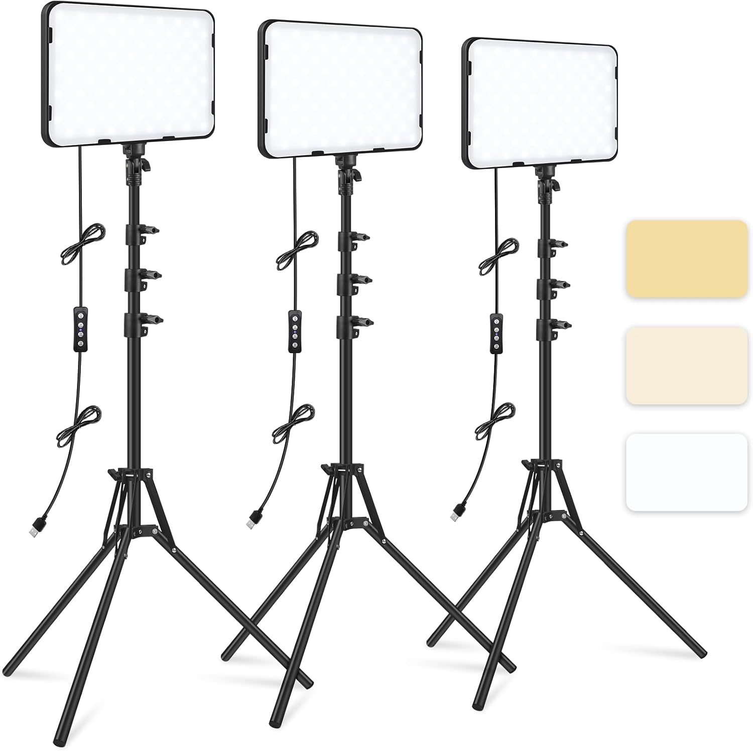 Amazon.com : Obeamiu 3 Pack LED Video Light with 70'' Extendable Tripod ...
