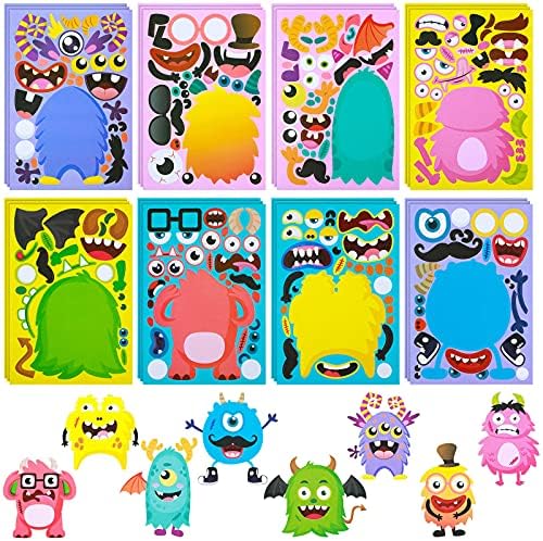 Amazon.com: Make a Monster Face Stickers 48PCS Halloween Monster ...