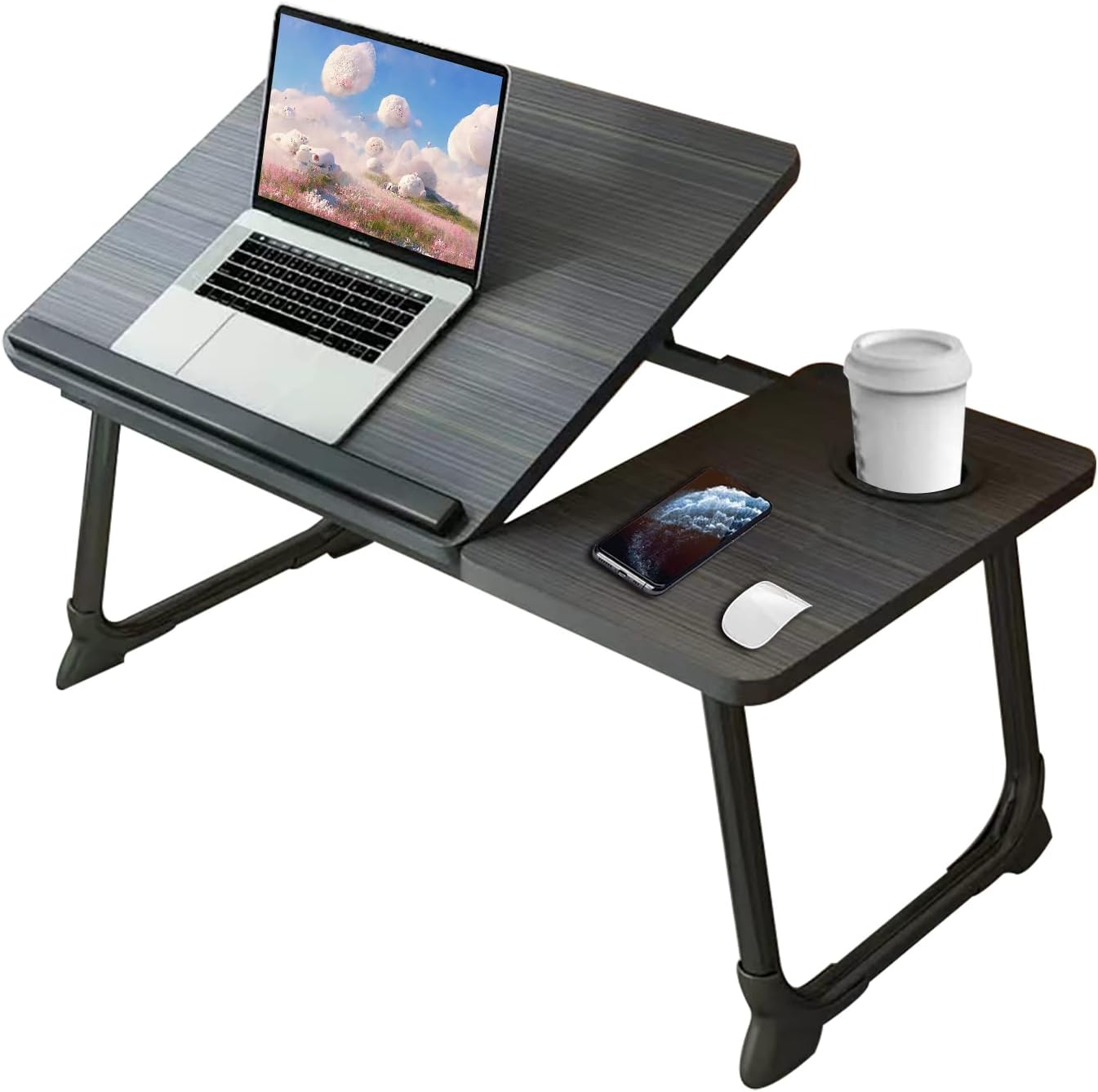 DBCMEW Laptop Bed Table, Laptop Desk with Foldable Legs and Cup Slot ...