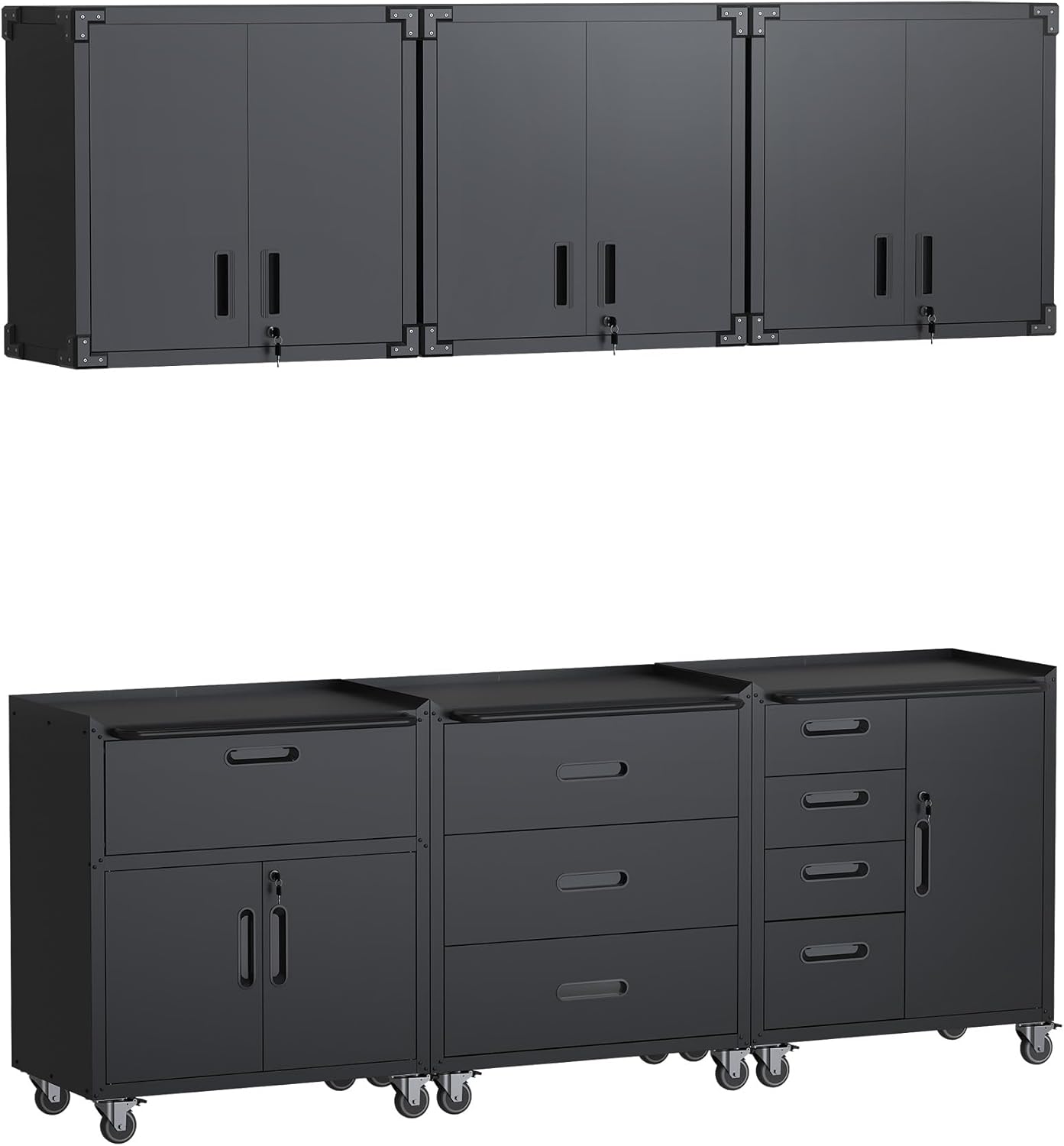 Amazon.com: FLIXELIO Black Garage Storage Cabinets System 6 PCS ...