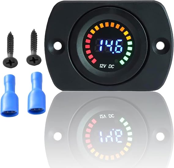 ARCELI Waterproof 12V DC Voltmeter Color LED Digital Display With Flat ...